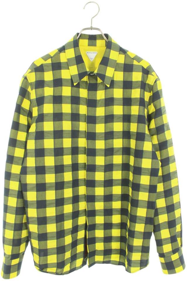 ボッテガヴェネタ サイズ:50  821368 V4YR1 ウェーブギンガムチェック長袖シャツ 中古 SB01