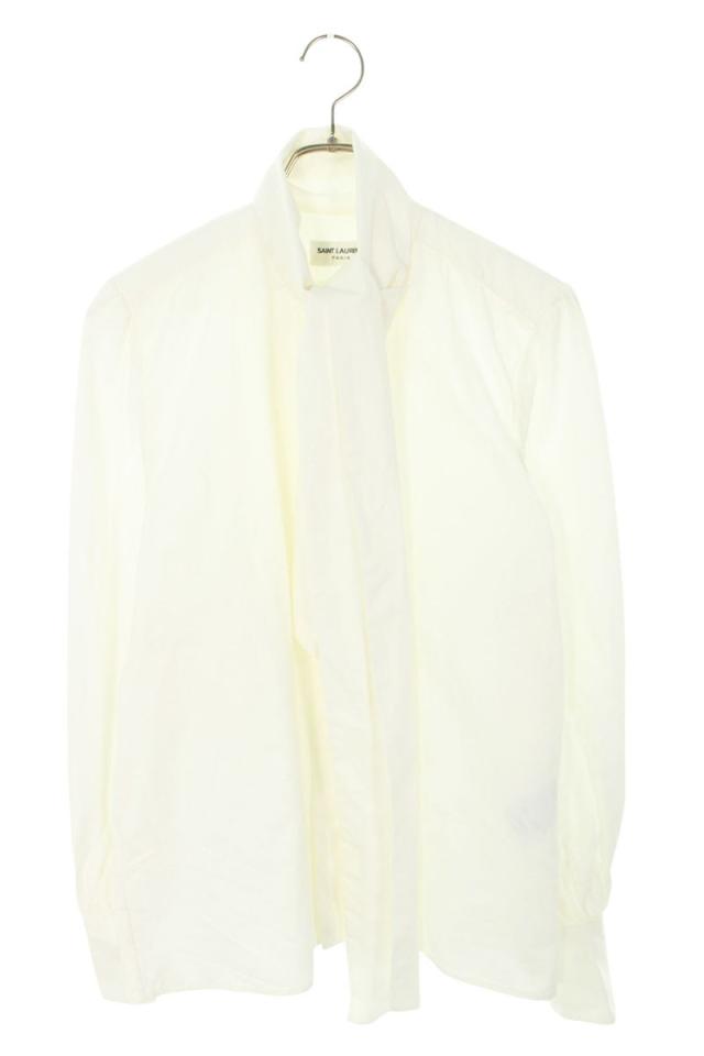 サンローランパリ サイズ:37  23AW  761062 Y1H68 ビショップスリーブラヴァリエネックボウタイ長袖シャツ 中古 SS13