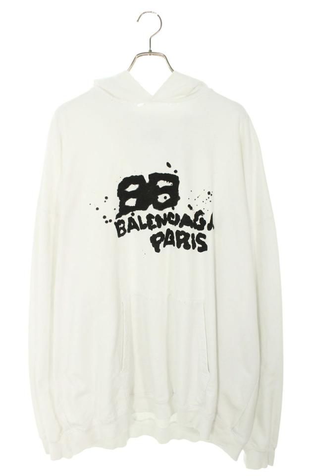 バレンシアガ サイズ:XS  23SS  620973 TNVQ1 ロゴプリントプルオーバーパーカー 中古 OM10
