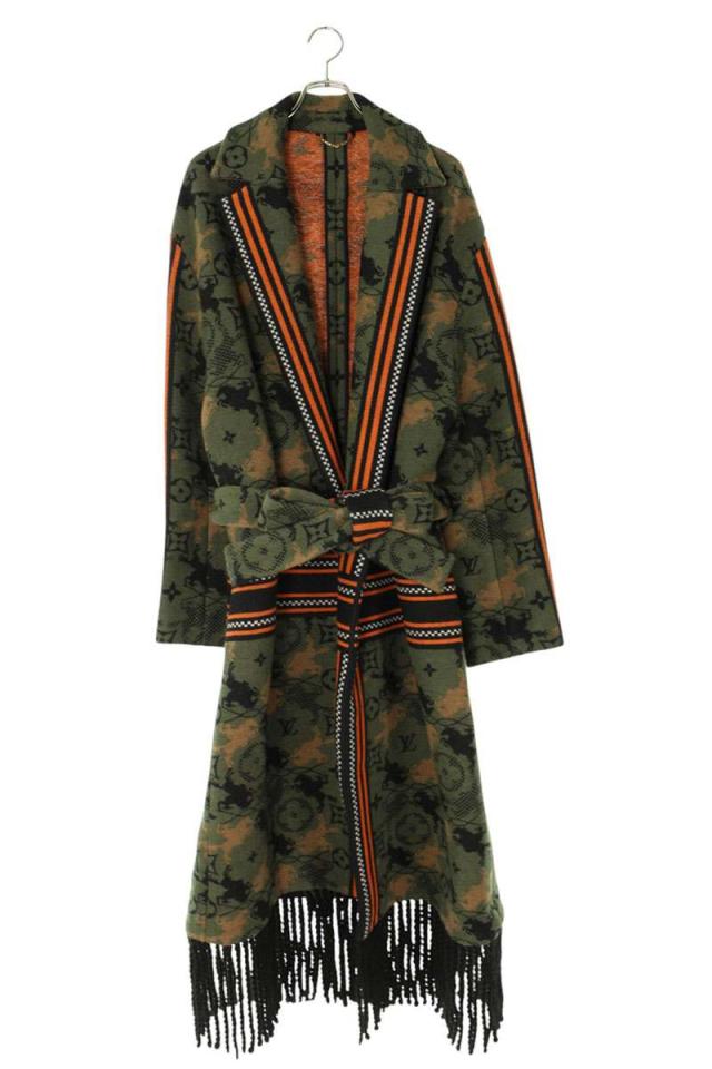 ルイヴィトン サイズ:L  24AW  Jacquard Double Face Wool Blanket Coat ベルト付きジャガードダブルフェイスウールブランケットオーバーコート 中古 SB01