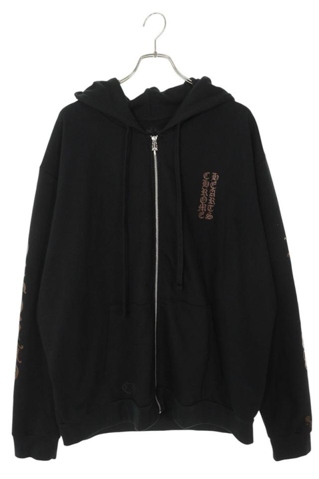 クロムハーツ サイズ:XL  SWTSHRT HD ZIP アームロゴグリッタープリントジップパーカー 中古 SJ02