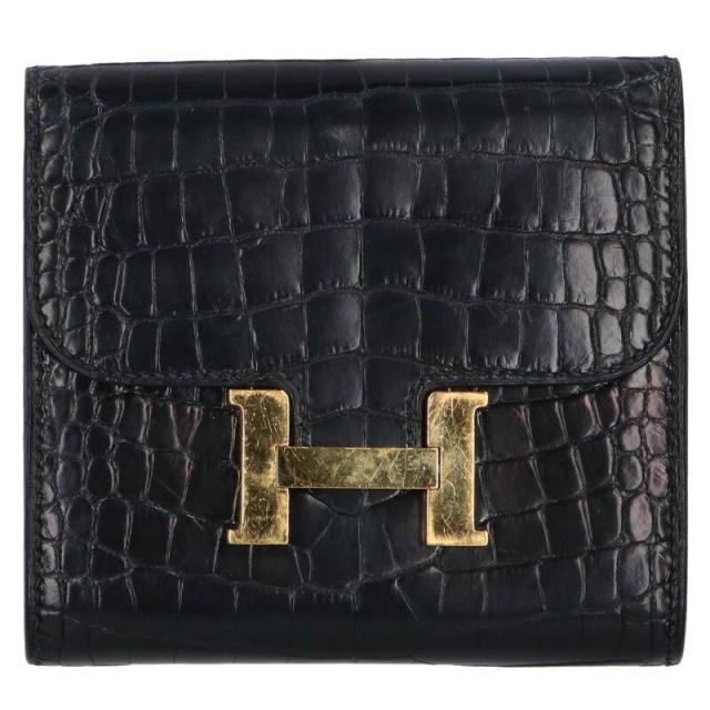 エルメス   コンスタンスコンパクト C刻印 G金具アリゲーター財布 中古 GZ14