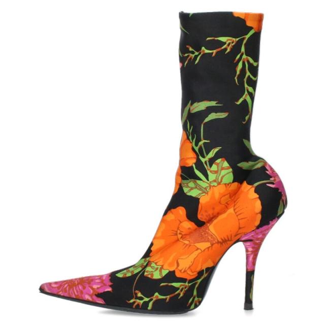 バレンシアガ サイズ:38.5  KNIFE 総柄ストレッチニットナイフソックブーツ 中古 BS99