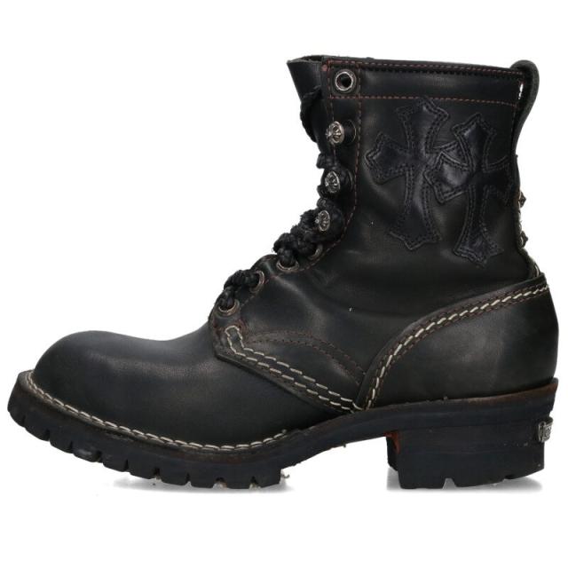 クロムハーツ サイズ:8.5  JOBMASTER ジョブマスター クロスパッチ付きレザーブレードレースアップブーツ 中古 SJ02
