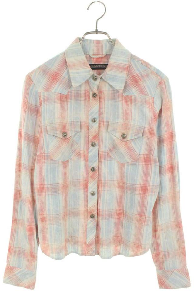 クロムハーツ サイズ:M  WESTN ウエスタンボタン BSlフレア付きチェック柄長袖シャツ 中古 GZ11