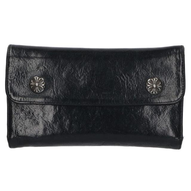 クロムハーツ   WAVE CROSS BALL ウェーブ クロスボールボタンレザーウォレット財布 中古 OS06