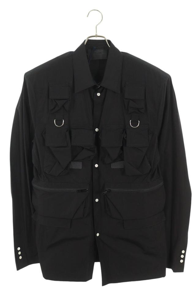 プラダ サイズ:52R  24SS  UGI267 SAAO 1XV2 マルチポケット カーゴ長袖シャツ 中古 SB01