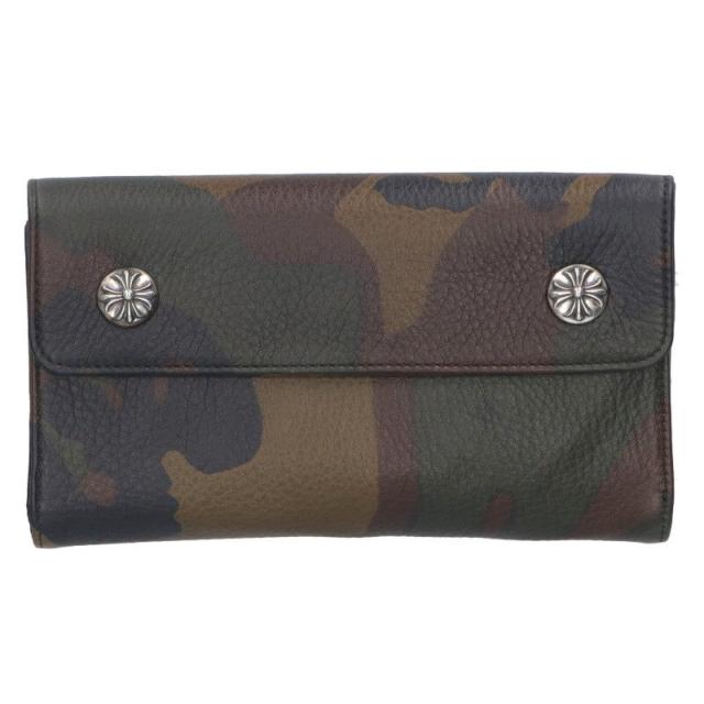 クロムハーツ   WAVE CROSS BALL ウェーブ クロスボールボタンレザーウォレット財布 中古 SJ02