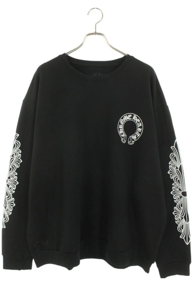 クロムハーツ サイズ:XXL  SWTSHRT PLVR バックホースシュー袖フローラルプリントスウェット 中古 NO05