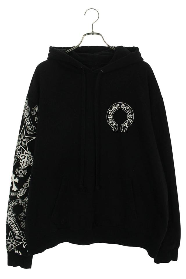 クロムハーツ サイズ:XL 袖ステンシルバックホースシュープリントパーカー 中古 SJ02