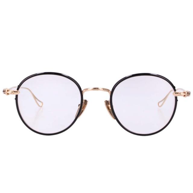 クロムハーツ サイズ:48□22-143  SINNERGASM クロステンプルメタルフレームラウンド眼鏡 中古 OS06