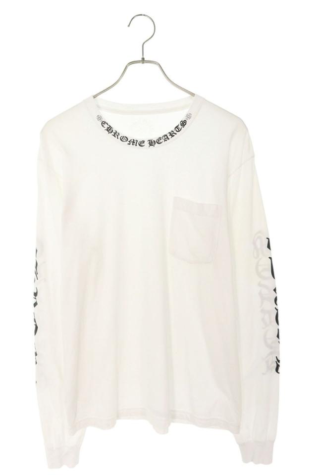 クロムハーツ サイズ:L CH L S 1 ネックロゴプリント長袖カットソー 中古 GZ11