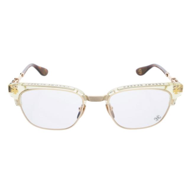 クロムハーツ サイズ:53□19-150  BONENNOISSEUR II テンプルCHクロスハーフリム眼鏡 中古 SJ02