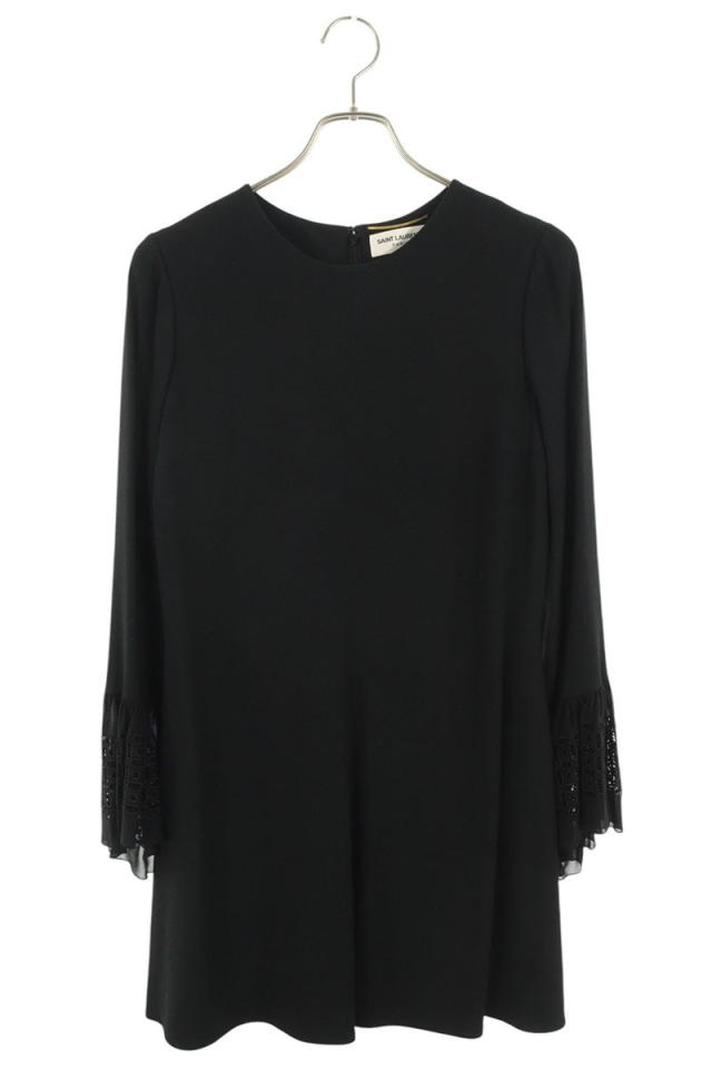 サンローランパリ サイズ:34  453845 Y012W レーススリーブワンピース 中古 BS99