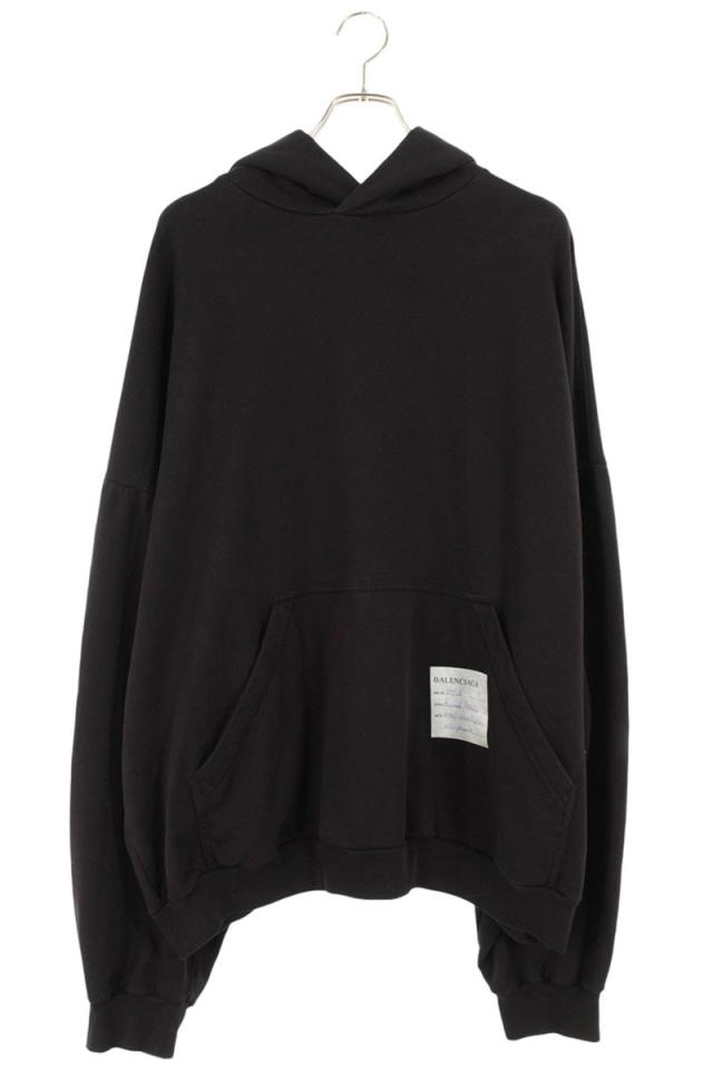 バレンシアガ サイズ:3  24SS  761458 TPVN3 Sample Sticker Round Hoodie ロゴタグ付きパーカー 中古 SB01