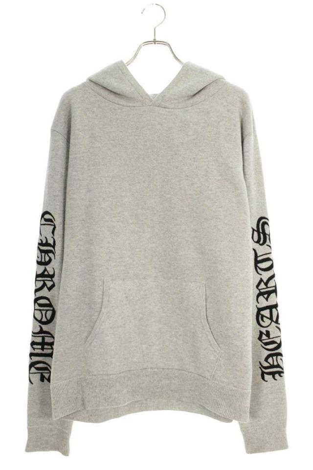 クロムハーツ サイズ:L  U LIFE SENTENCE 袖ロゴ刺繍カシミヤプルオーバーパーカー 中古 NO05