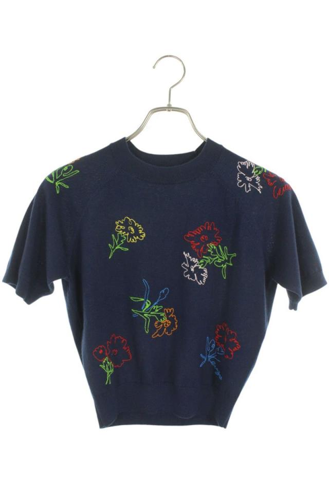 ケンゾー サイズ:XS  FE52PU4663BK フラワーエンブロイダリー半袖ニット 中古 BS99