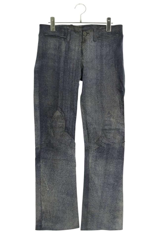 クロムハーツ サイズ:2  LTHR PANTS フレアニーレザーロングパンツ 中古 SJ02