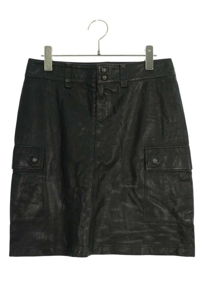 クロムハーツ サイズ:S クロスボールボタンパンチングレザースカート 中古 GZ11