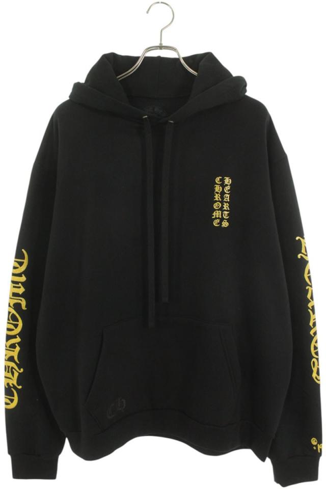 クロムハーツ サイズ:L  SWTSHRT PLV オンライン限定ヴァーティカルロゴグリッタープリントパーカー 中古 SS07