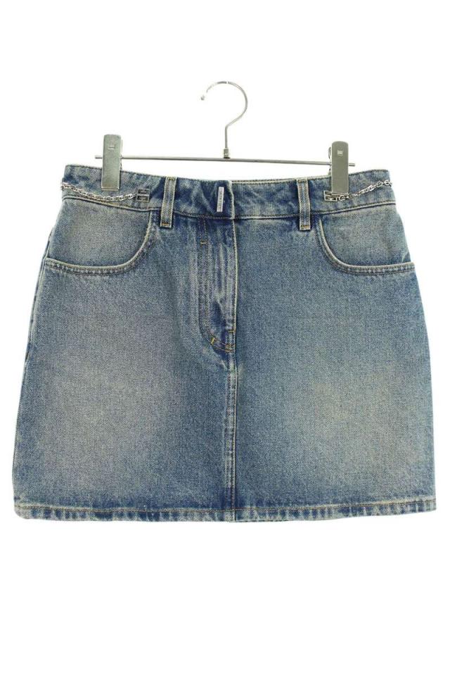 ジバンシィ サイズ:36  BW405Q5Y9N 4Gチェーン装飾デニムショートスカート 中古 BS99