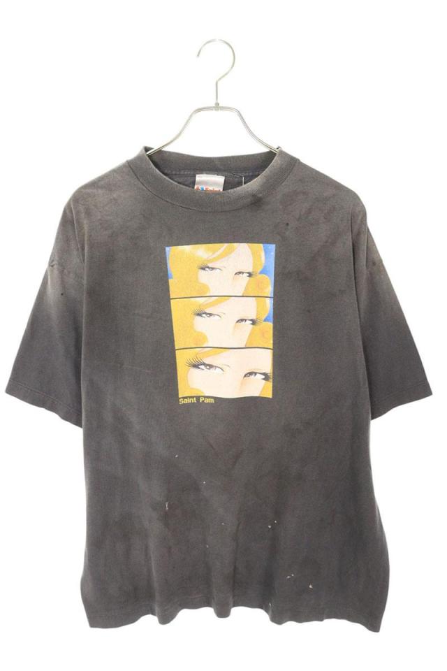 セントマイケル サイズ:L  25SS  SM-HR8-0000-C45 ヴィンテージ加工グラフィックプリントTシャツ 中古 SB01