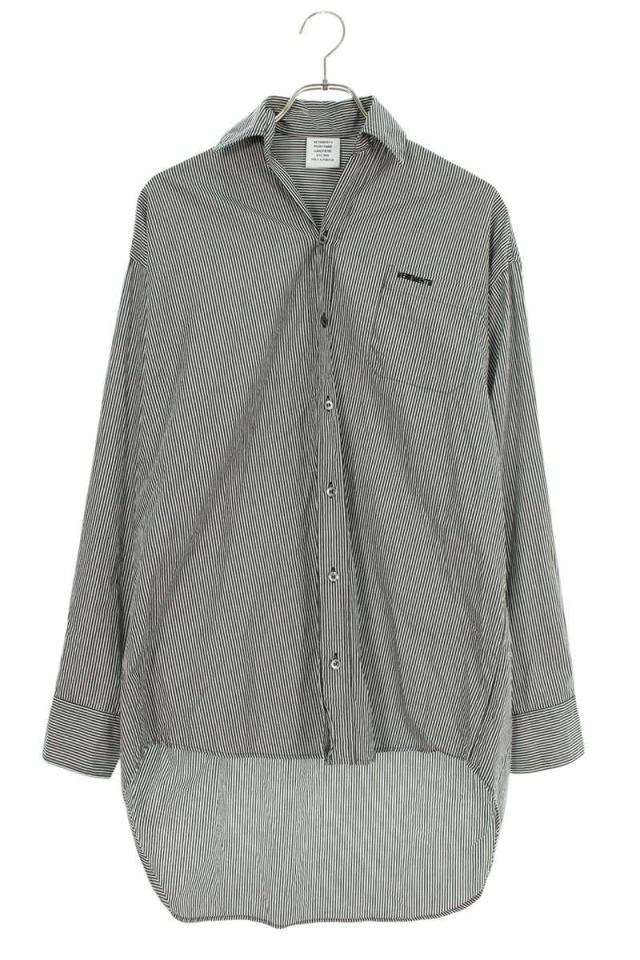 ヴェトモン サイズ:XS  19SS  WSS196051 胸ロゴ刺繍オーバーサイズ長袖シャツ 中古 BS99