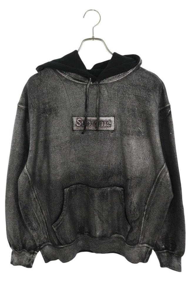 シュプリーム  エムエムシックス サイズ:M  Foil Box Logo Hooded Sweatshirt ペイントプリントボックスロゴプルオーバーパーカー 中古 SB01