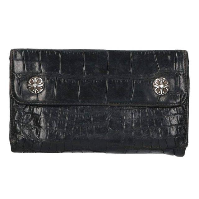 クロムハーツ   WAVE ALLIGATOR ウェーブアリゲーター 2ダイヤクロスボールボタンアリゲーターレザーウォレット財布 中古 SJ02