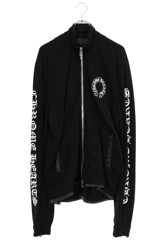 クロムハーツ サイズ:L TRACK JACKET レザー切替カシミヤ混ダガージップジャージブルゾン 中古 SJ02