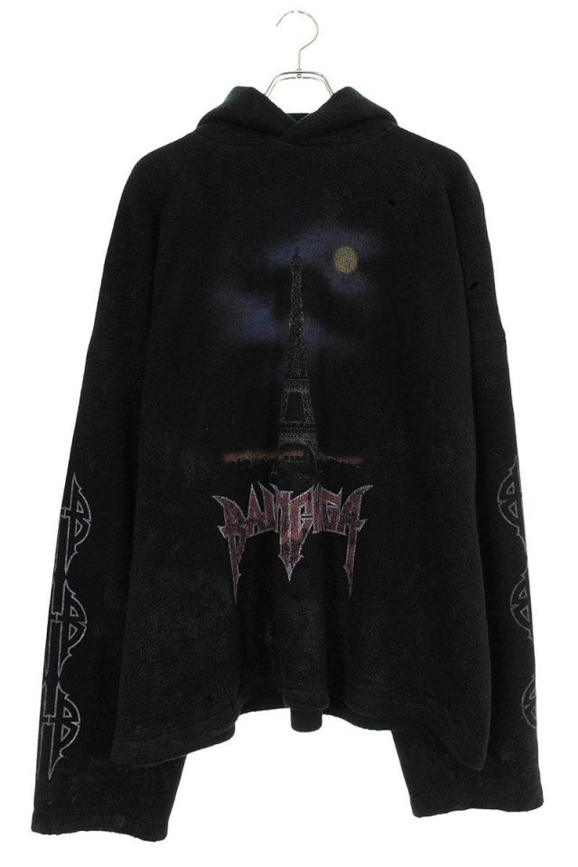 バレンシアガ サイズ:S 23AW 744435 TOVJ4 ムーンデザインフリースパーカー 中古 SS13