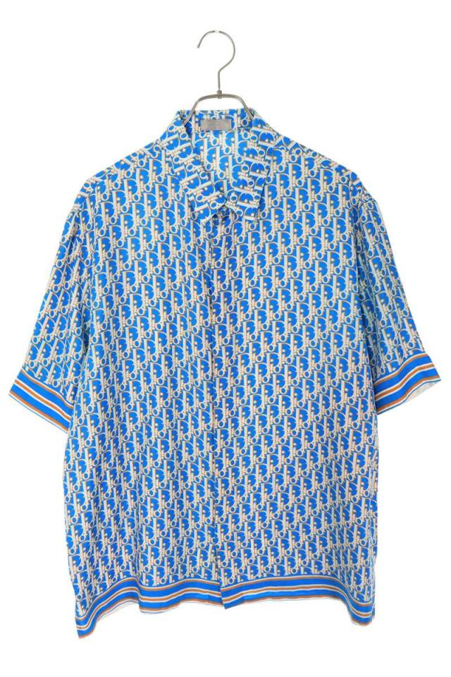 ディオール サイズ:41  23SS  193C545A4751 オブリーク総柄シルク半袖シャツ 中古 OM10