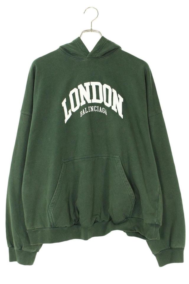 バレンシアガ サイズ:1  674986 TLVG6 LONDON刺繍ワイドフィットパーカー 中古 SB01