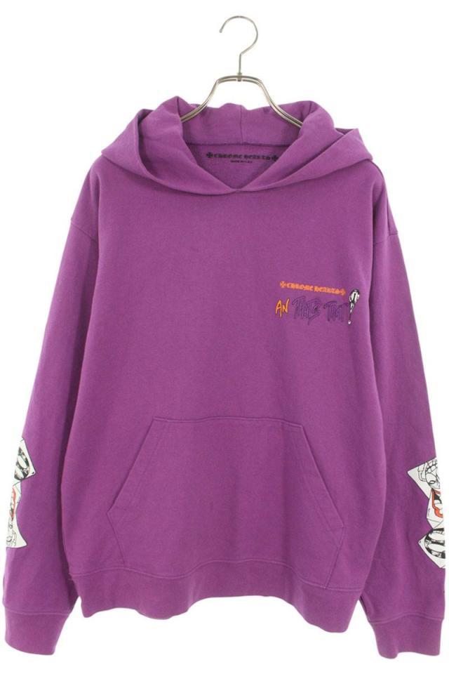 クロムハーツ サイズ:L  PPO I WANT MORE NOT LESS HD PLVR MATTY BOYプリントプルオーバーパーカー 中古 SJ02