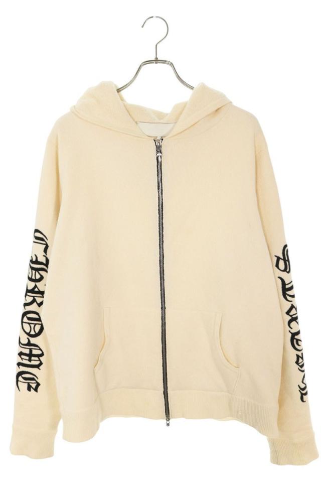 クロムハーツ サイズ:L アームロゴ刺繍カシミアジップアップパーカー 中古 GZ11