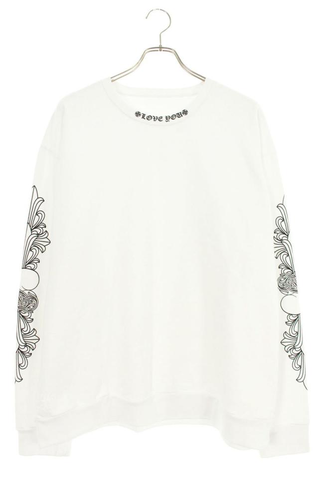 クロムハーツ サイズ:L  SWTSHRT PLVR 袖フローラルハートラブユースウェット 中古 GZ11
