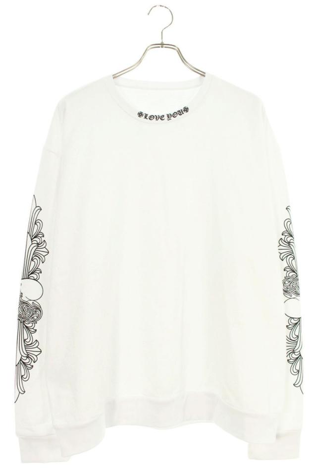 クロムハーツ サイズ:L  SWTSHRT PLVR 袖フローラルハートラブユースウェット 中古 NO05