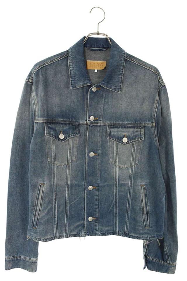 エムエムシックス サイズ:48  25SS  SH0AM0047 ダメージ加工トラッカーデニムジャケット 新古品 SB01