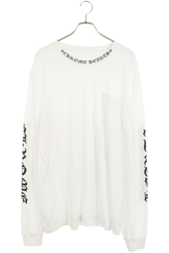 クロムハーツ サイズ:XL  CH L S  1 ネックロゴプリント長袖カットソー 中古 NO05
