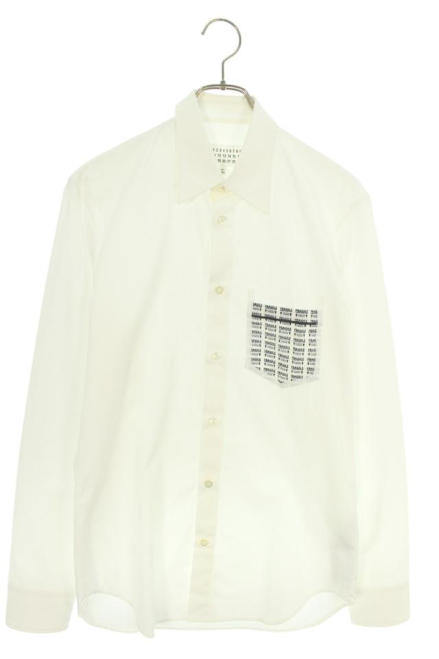 メゾンマルジェラ サイズ:38  19AW  S50DL0401 FRAGILEポケットプリント長袖シャツ 中古 BS99