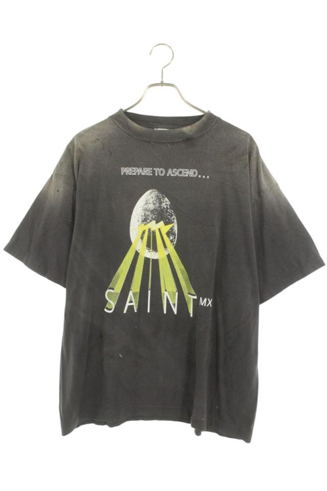 セントマイケル サイズ:L  25SS  SM-HR8-0000-007 エッグプリントヴィンテージ加工Tシャツ 中古 SB01