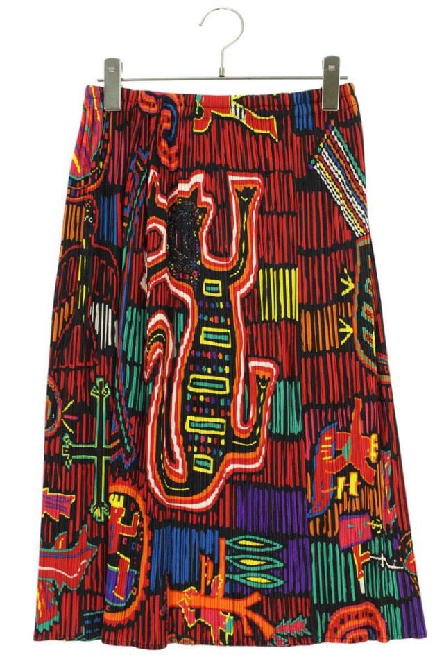 イッセイミヤケプリーツプリーズ サイズ:4  PP22-JG716 総柄プリーツスカート 中古 BS99