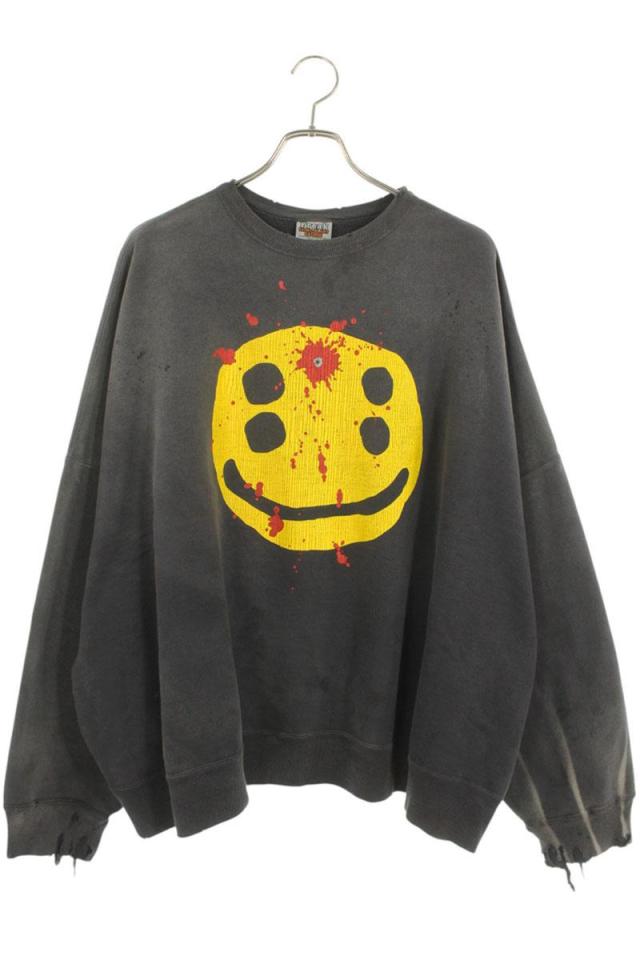 セントマイケル  カクタスプラントフリーマーケット サイズ:L  24AW  SM-YS1-0000-C06 スマイルプリントヴィンテージ加工スウェット 中古 SB01