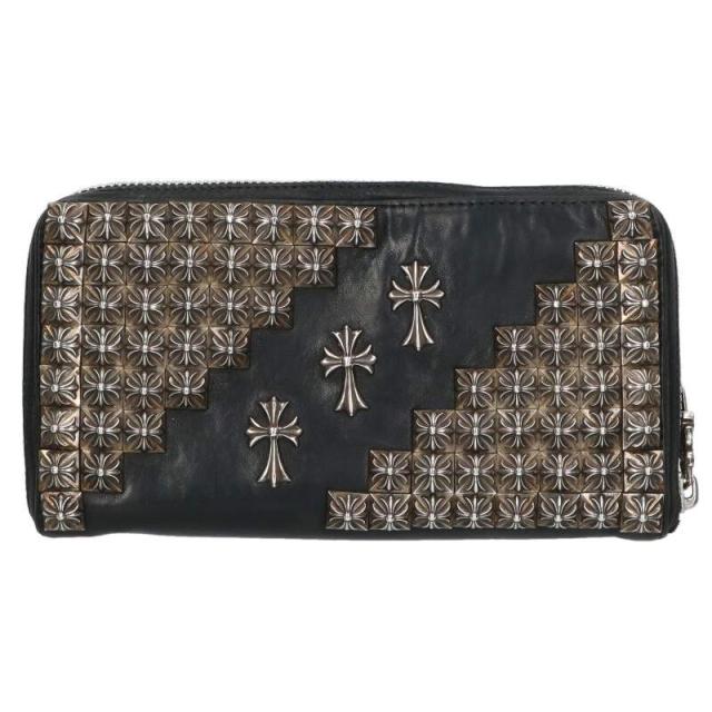 クロムハーツ   REC F ZIP ゼロピラミッドスタッズ ラウンドジップレザーウォレット財布 中古 SJ02