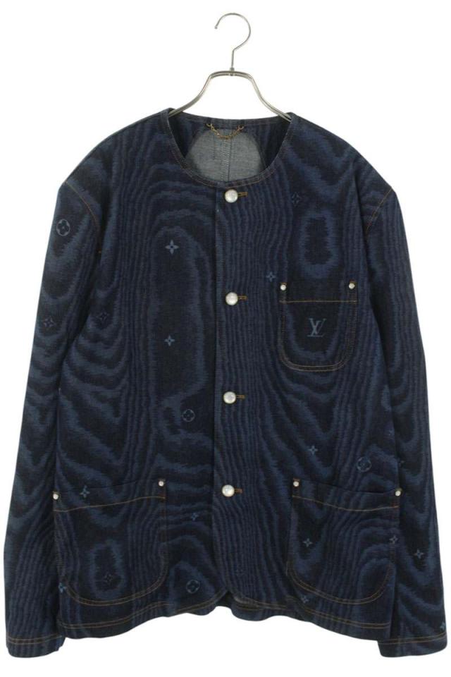 ルイヴィトン サイズ:58  25AW  RM252MM VON HTA17W LVモアレ ノーカラーデニムジャケットブルゾン 中古 SB01