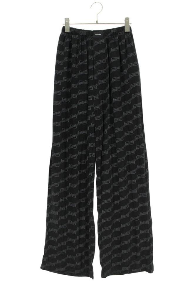 バレンシアガ サイズ:34  659026 TML35 ロゴ総柄シルクロングパンツ 中古 BS99
