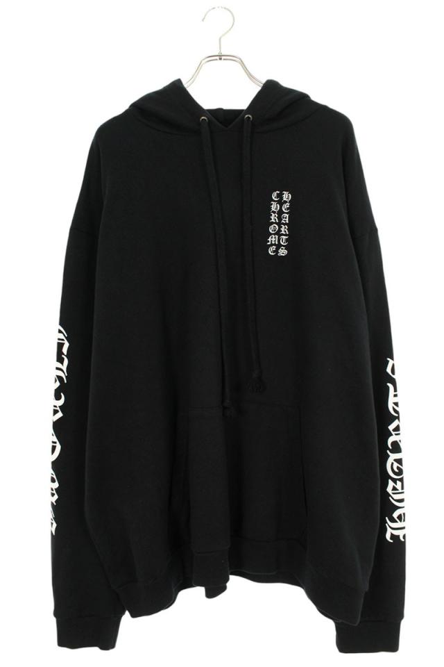 クロムハーツ サイズ:XXL  SWTSHRT PLV 袖英字プリントプルオーバーパーカー 中古 NO05