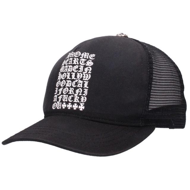 クロムハーツ サイズ:ONE SIZE  TRUCKER CAP トラッカーキャップ ロゴプリントクロスボール付メッシュ帽子 中古 FK04