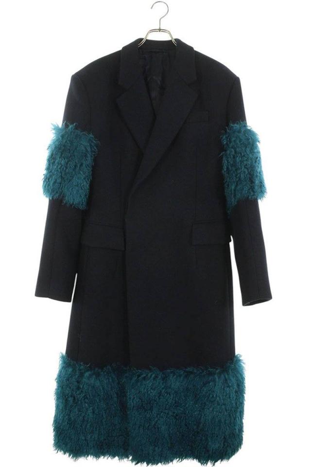 プラダ サイズ:46R  UC474E S222 180 フェイクファー装飾ウールチェスターコート 中古 BS99