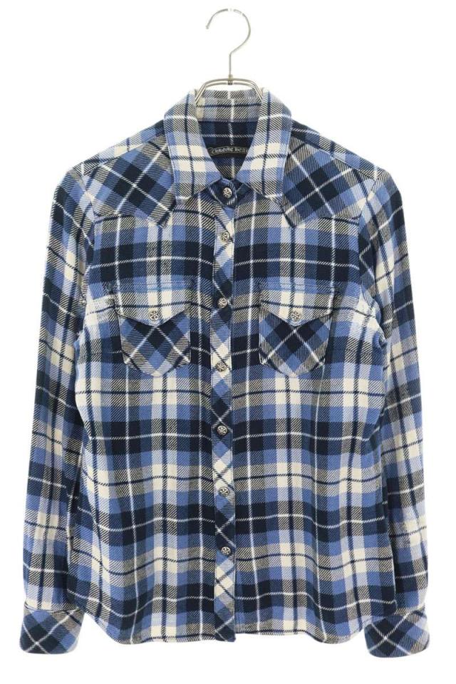 クロムハーツ サイズ:XS スターボールクロスパッチチェック長袖シャツ 中古 NO05
